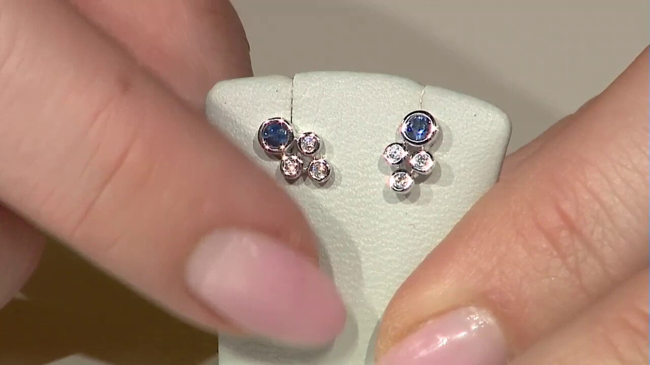 Gouden oorbellen met Blauwe Ceylon saffieren-8188RS | Juwelo sieraden